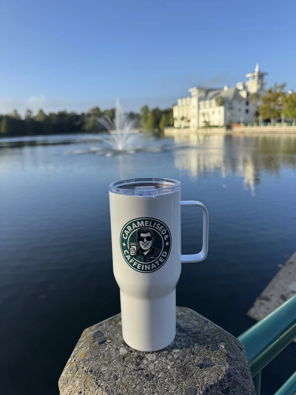 Caramelised and Caffeinated Travel Mug with Handle – The Knightstrider